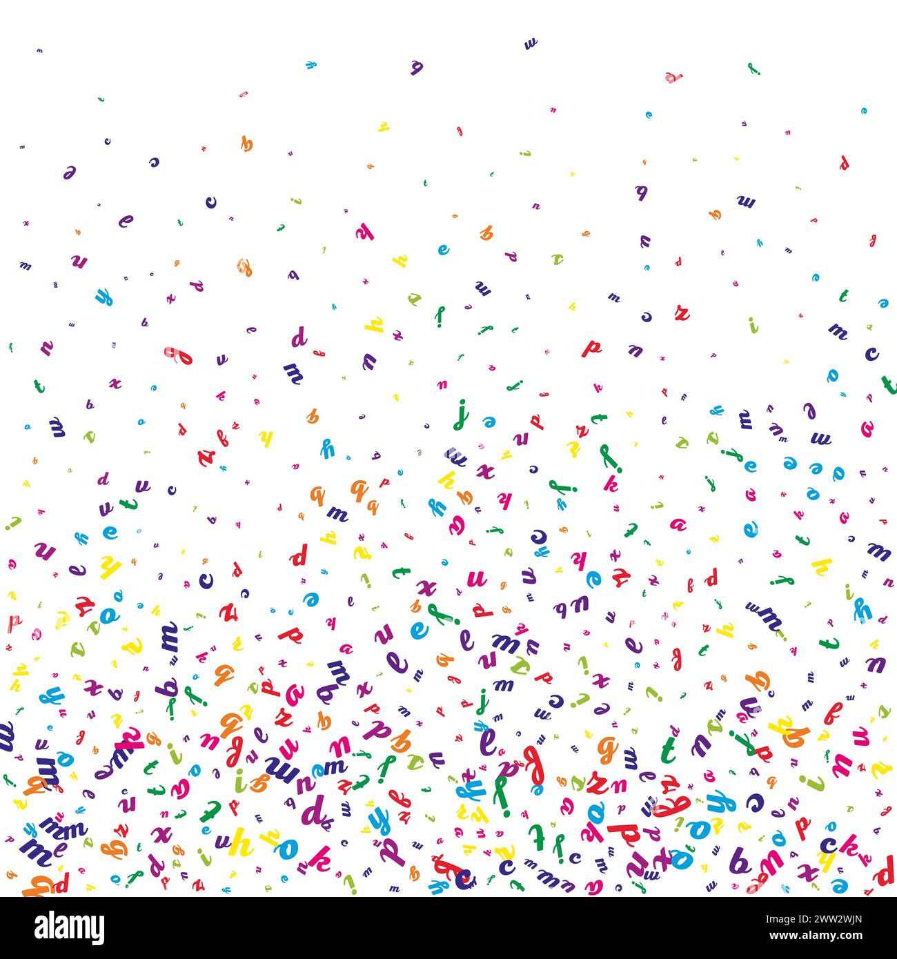 School notebook cover. Colorful childish floating letters of Latin ...