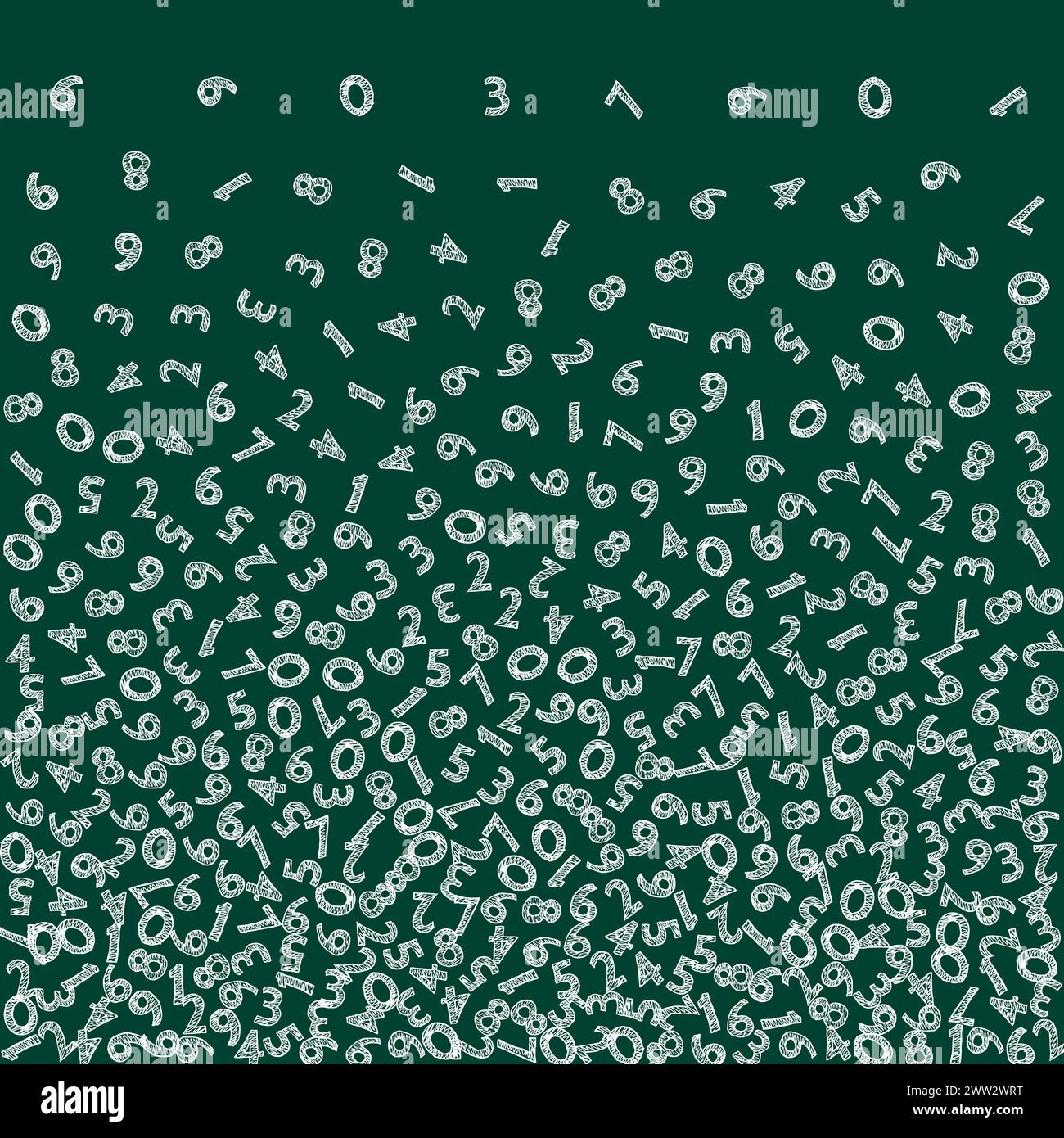 Falling handdrawn chalk numbers. Math study concept with flying digits ...