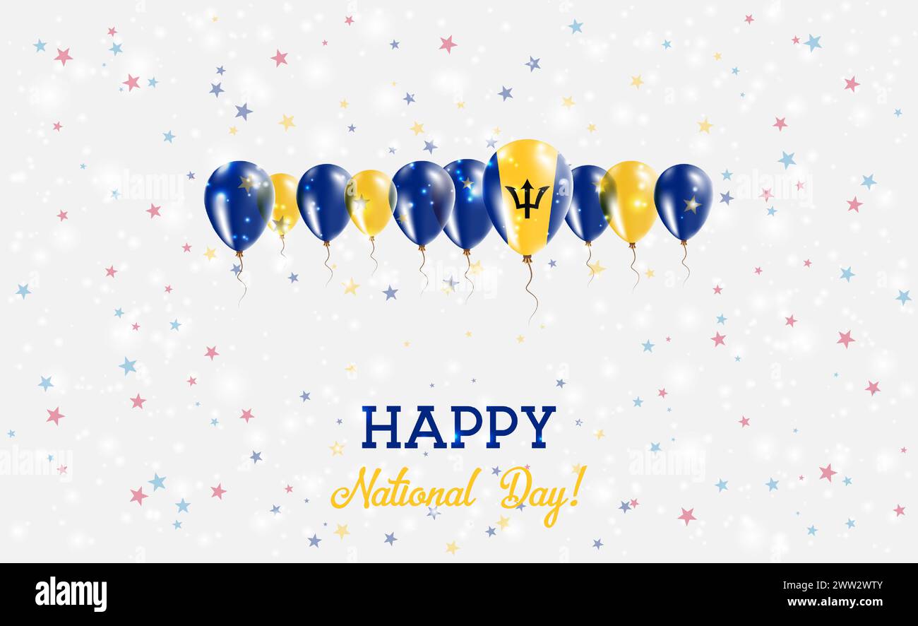 Barbados Independence Day Sparkling Patriotic Poster. Row of Balloons ...