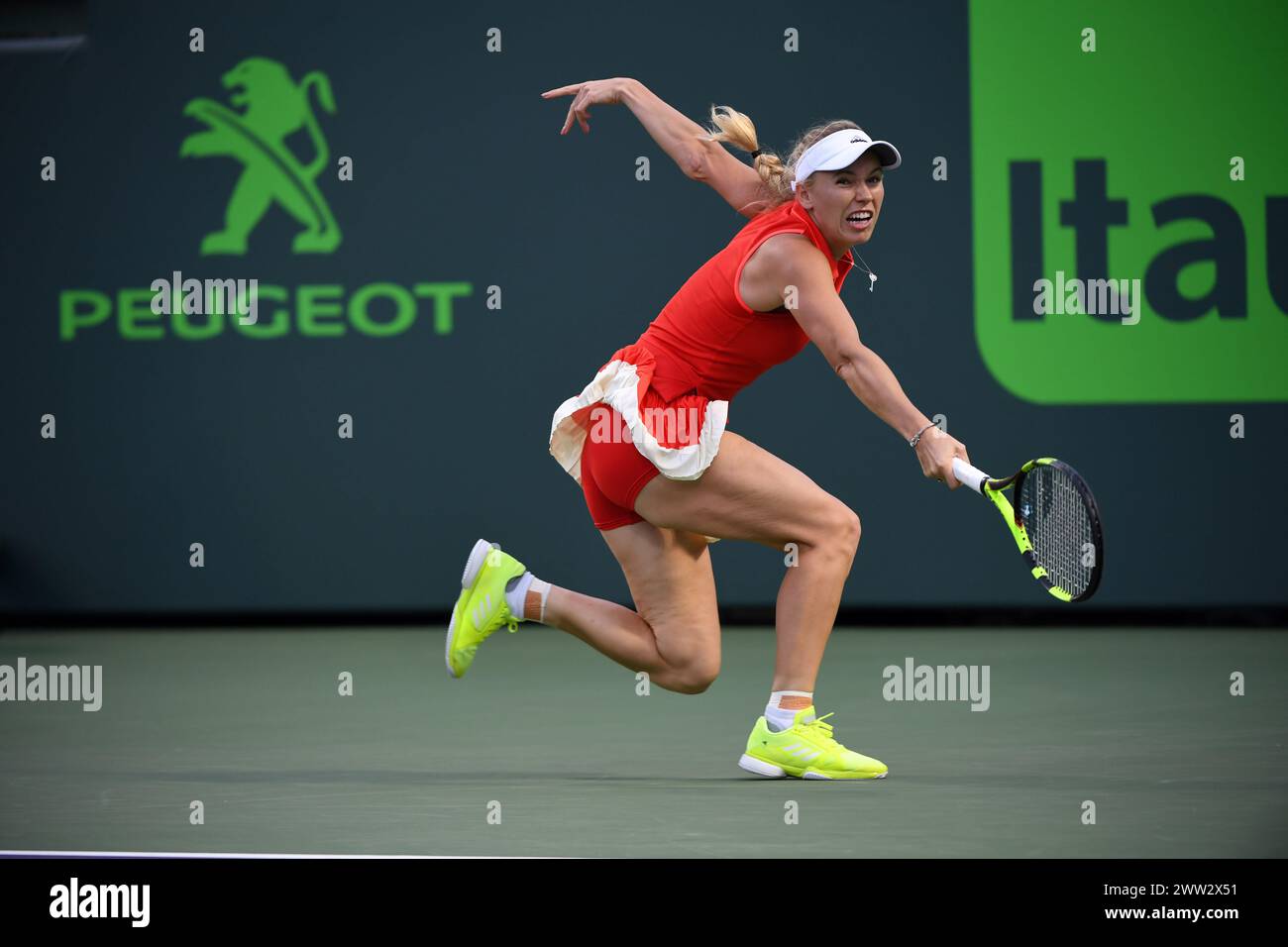 KEY BISCAYNE, FL - MARCH 23: Caroline Wozniacki of Denmark in action ...