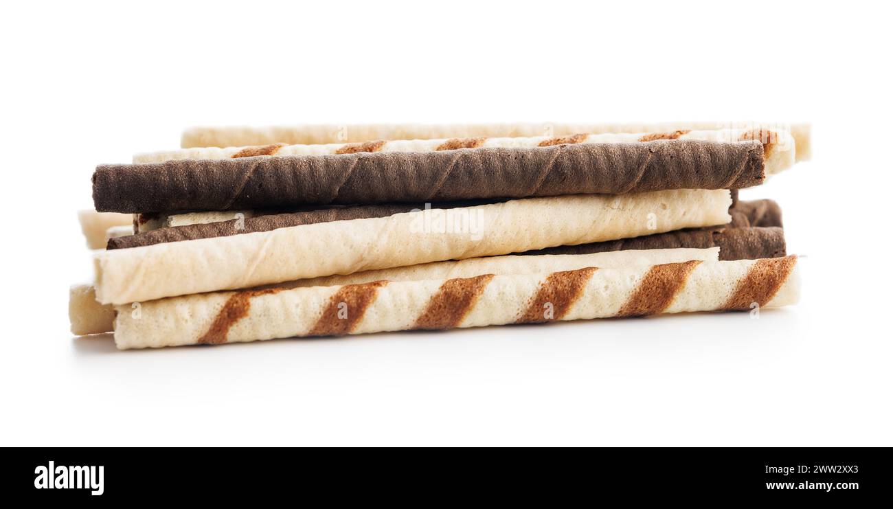 Close-Up of Chocolate Wafer Sticks on a White Background Stock Photo ...