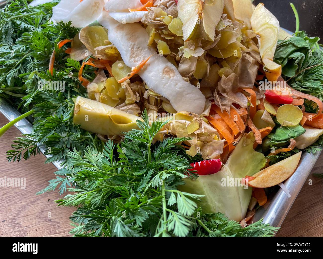 Organic waste after cooking in the kitchen for the composter in the ...