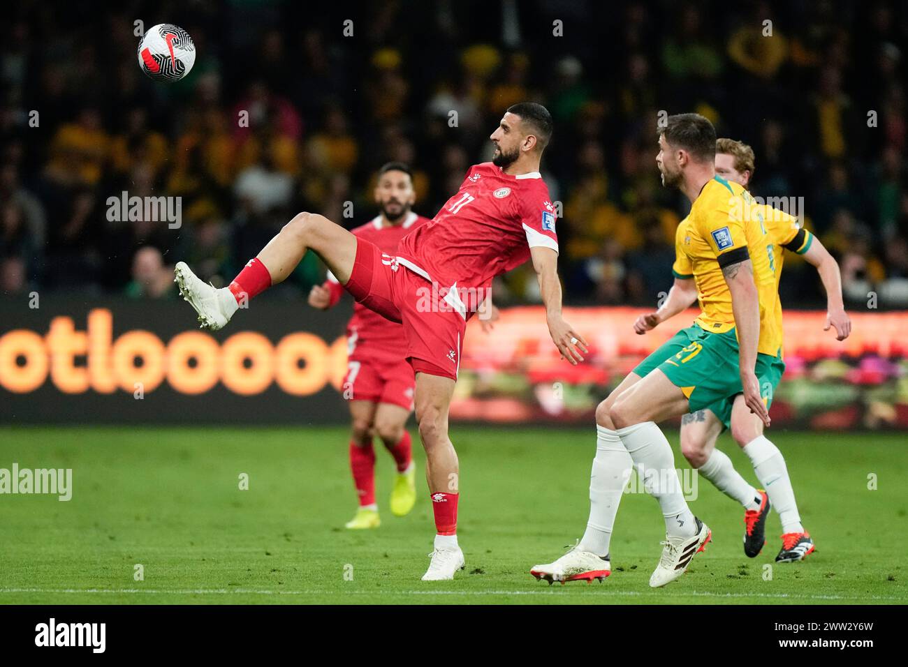 Lebanon's Omar Chaaban, left, and Australia's Cameron Burgess compete ...