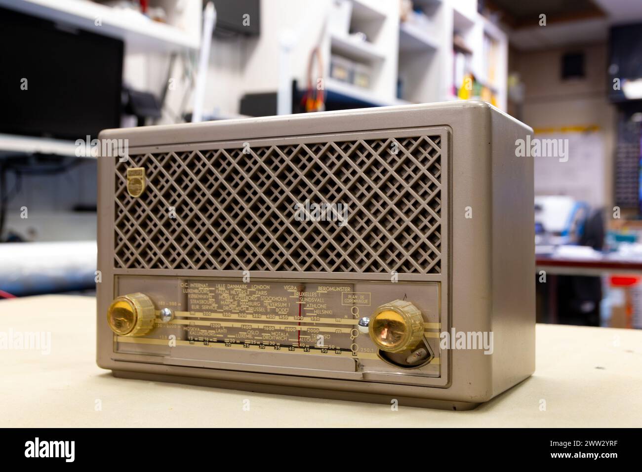 The Hague, the Netherlands - February 17 2024: retro Philips radio in ...