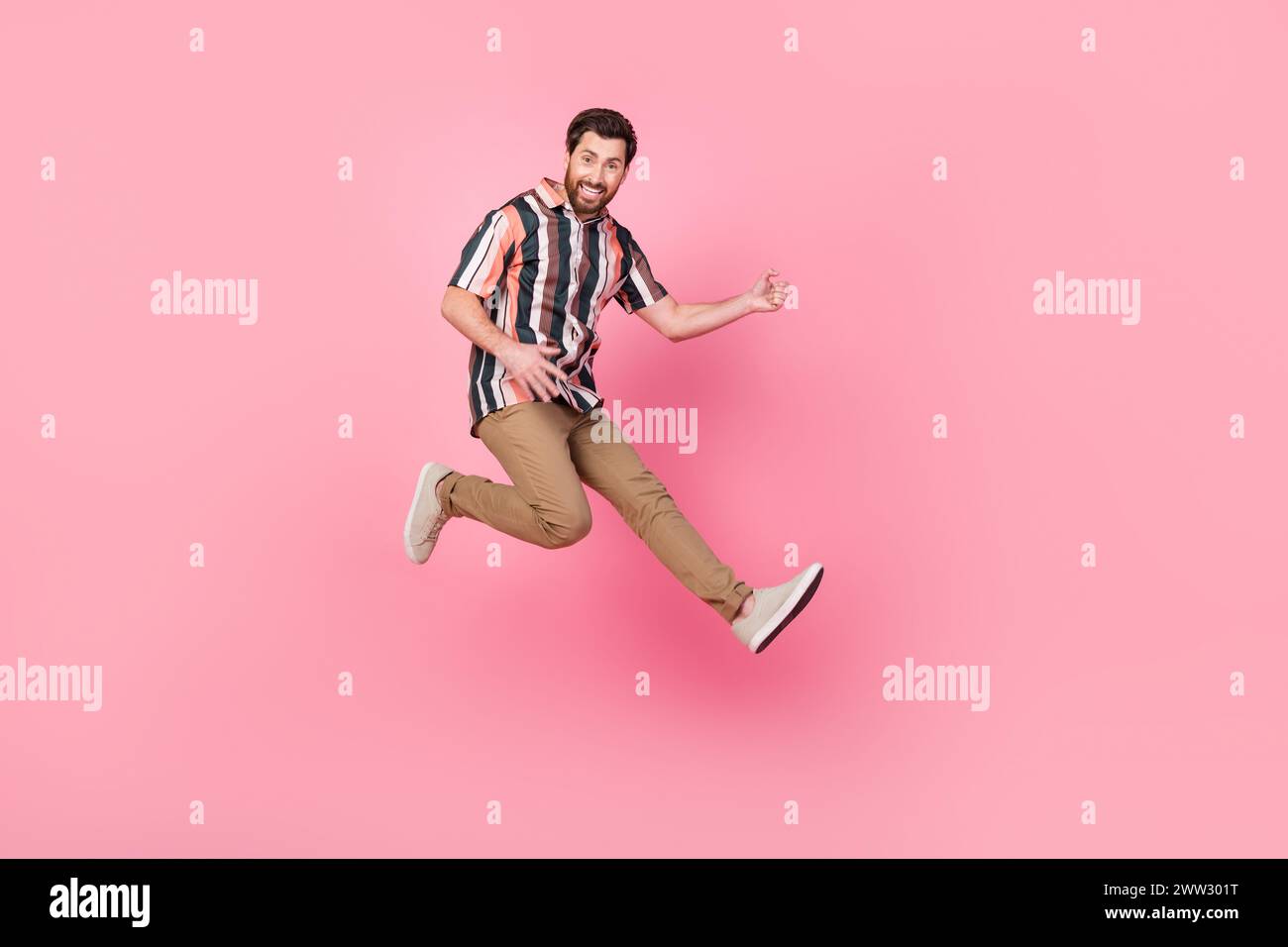 Full size body photo of funky rock roll man feel youngster flying with ...