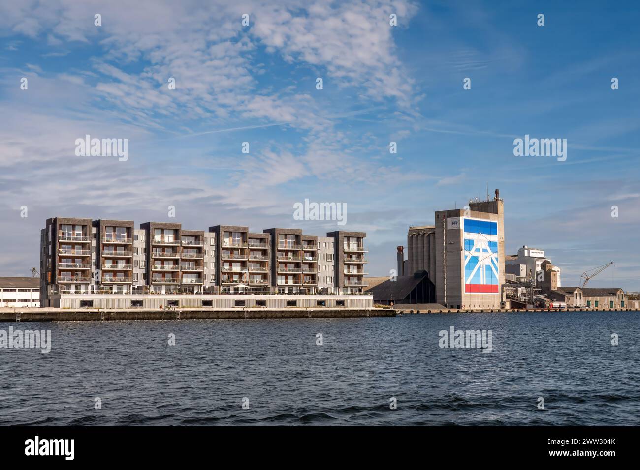 Modern waterfront apartment complex in Nørresundby overlooking Limfjord ...
