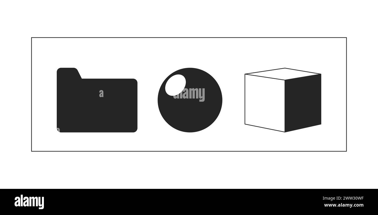 Folder and geometrical shapes black and white 2D line cartoon objects Stock Vector Image & Art ...