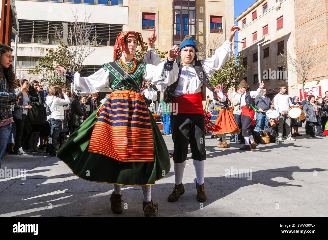 People in traditional costumes during a traditional folk festival in ...