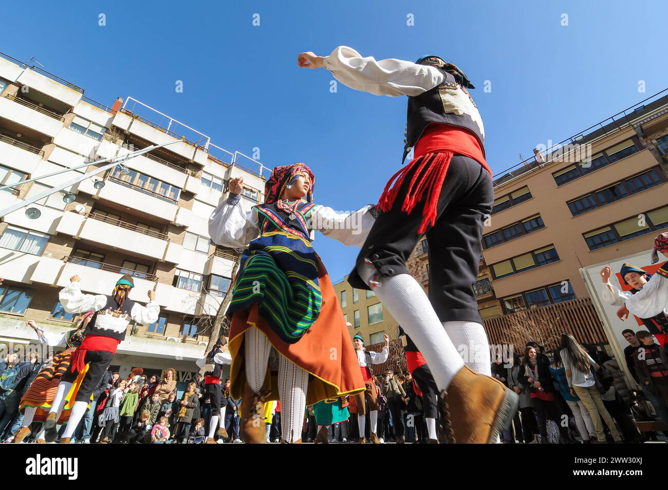 Regional dances of dancers dressed in traditional costumes in front of ...