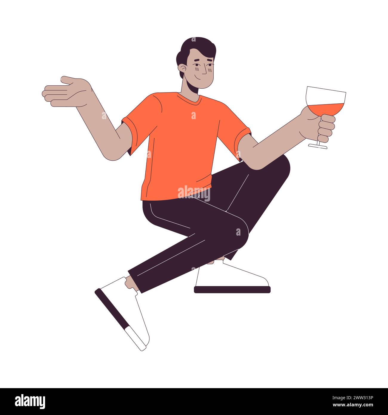 Indian man drinking cocktail 2D linear cartoon character Stock Vector ...