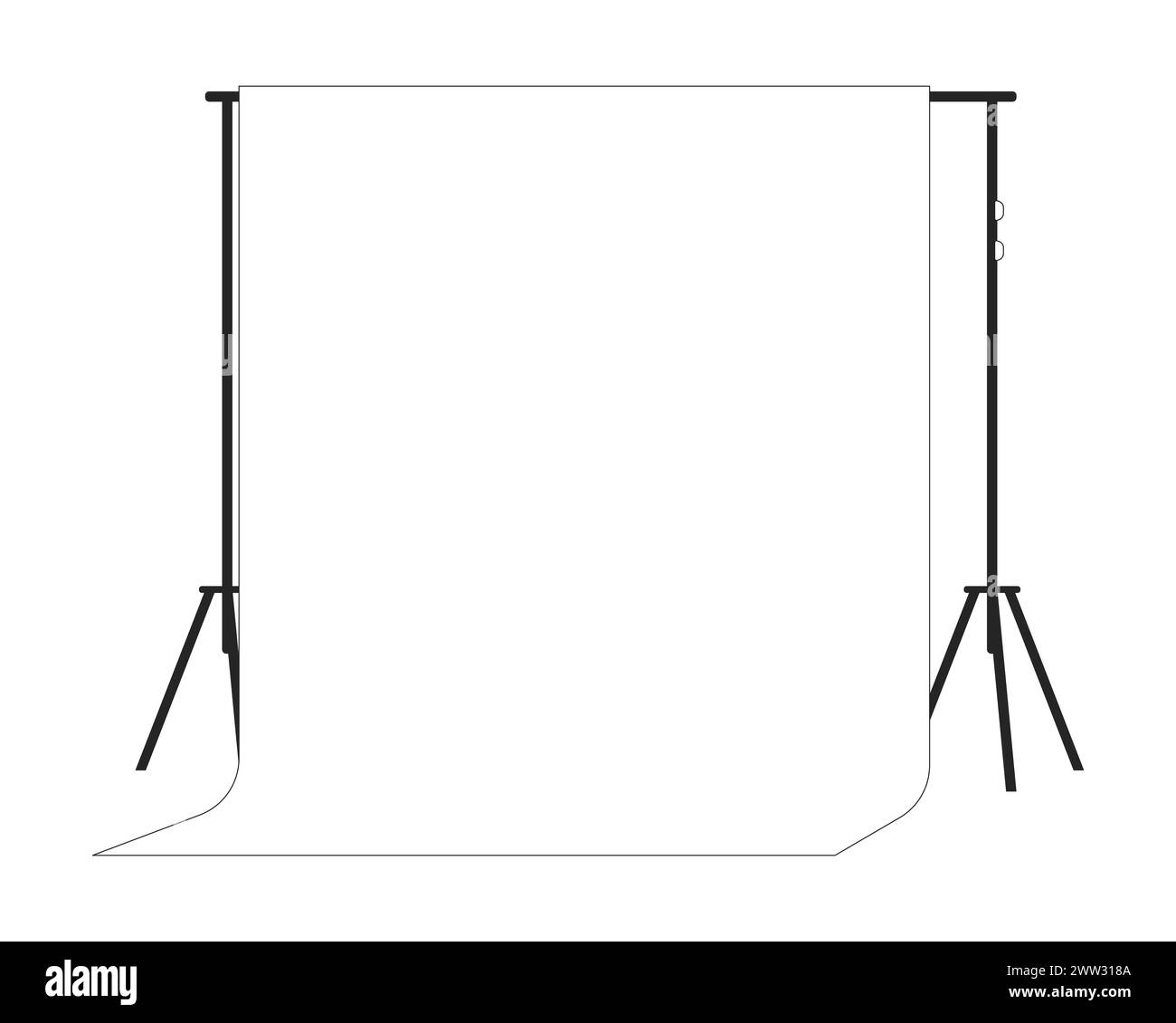 Chromakey Screen On Rack Black And White 2d Line Cartoon Object Stock