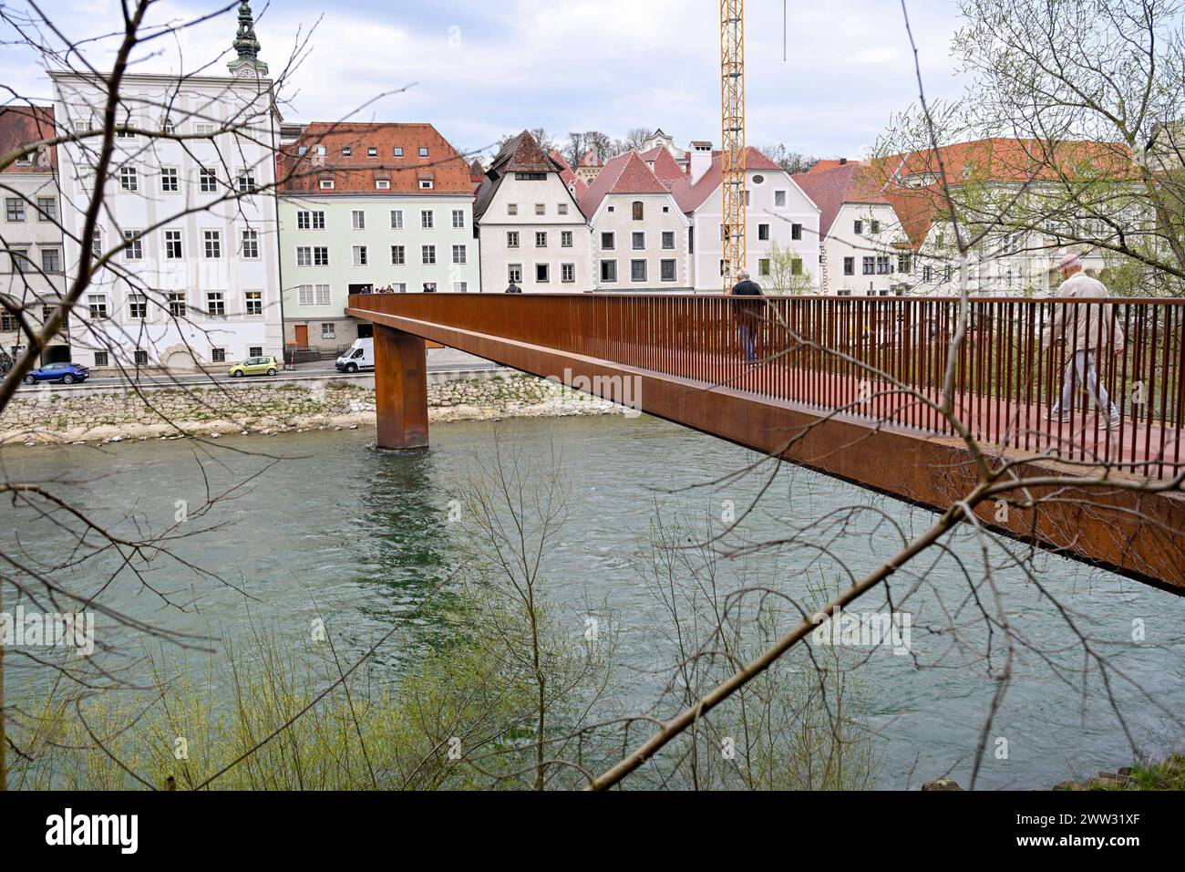 Steyr, Ennssteg 21.03.2024, Steyr, AUT, Steyr, im Bild Ennssteg, Enns ...