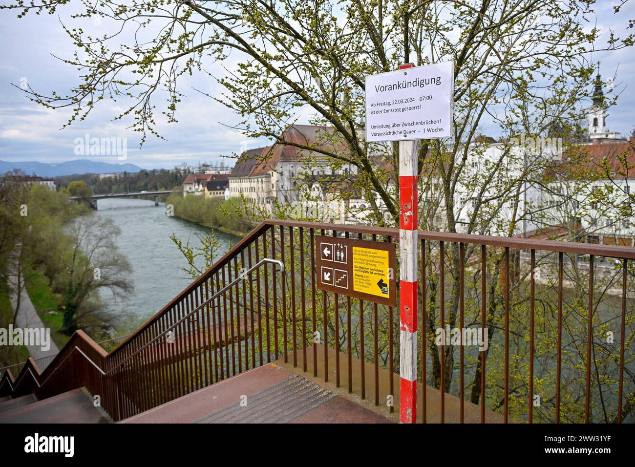 Steyr, Ennssteg 21.03.2024, Steyr, AUT, Steyr, im Bild Ennssteg, Enns ...