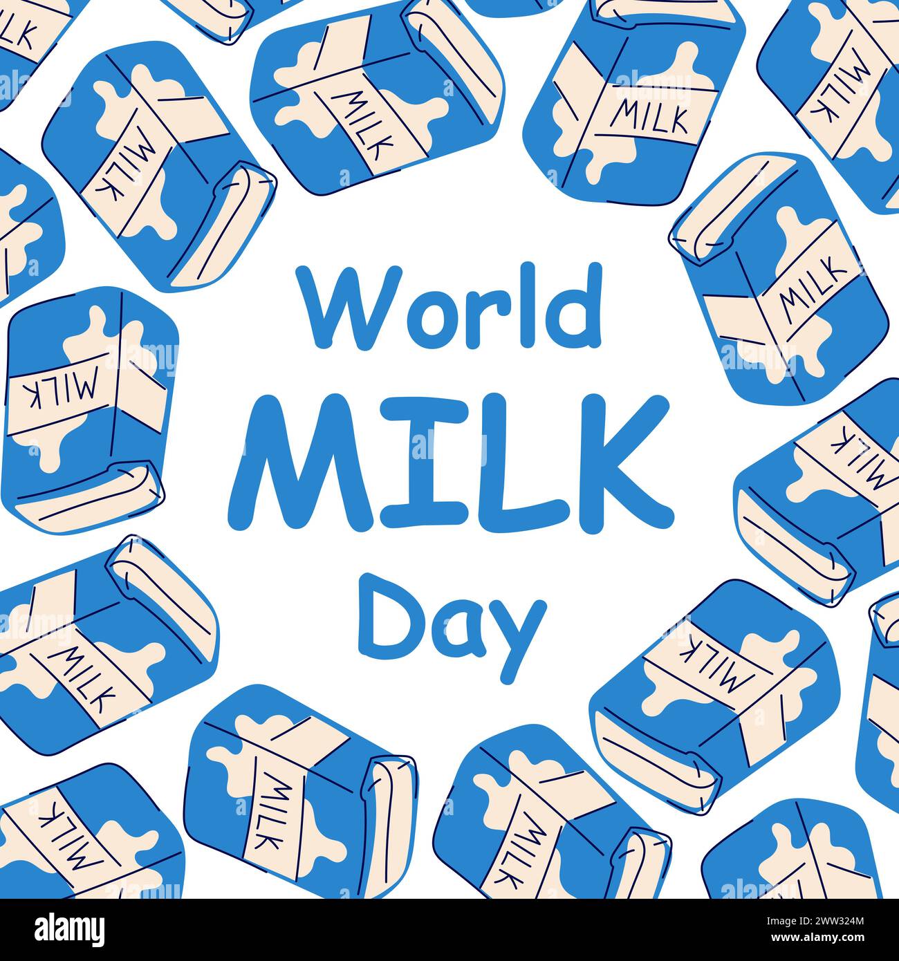 World milk day cartoon banner. Milk national day greeting poster design ...