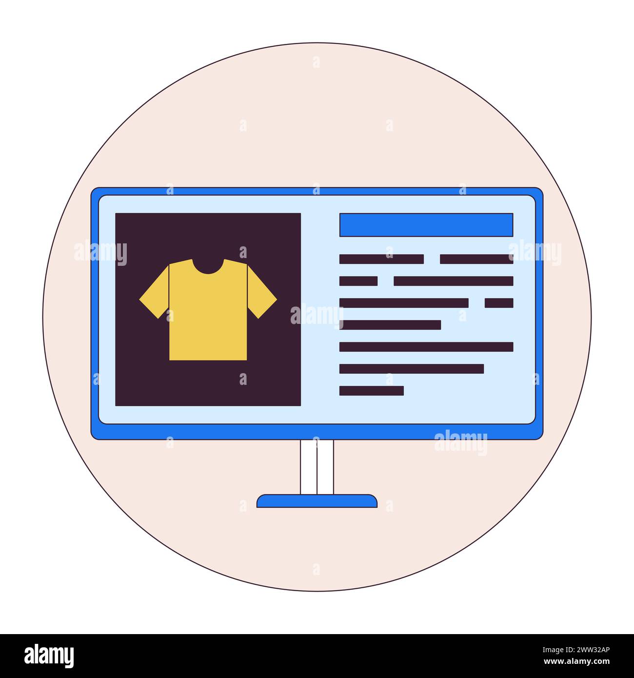 Internet fashion store 2D linear cartoon object Stock Vector Image ...