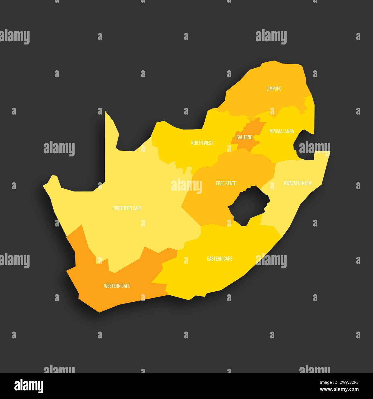 South Africa political map of administrative divisions - provinces ...