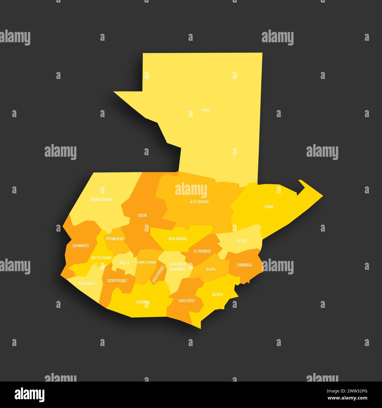 Guatemala political map of administrative divisions - departments ...