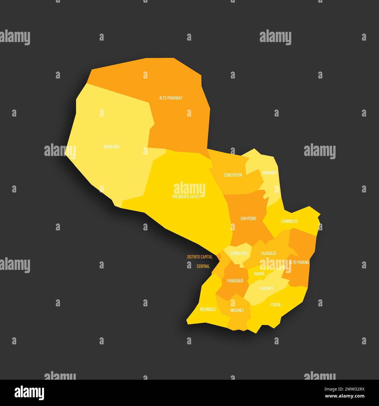 Paraguay political map of administrative divisions - departments and ...