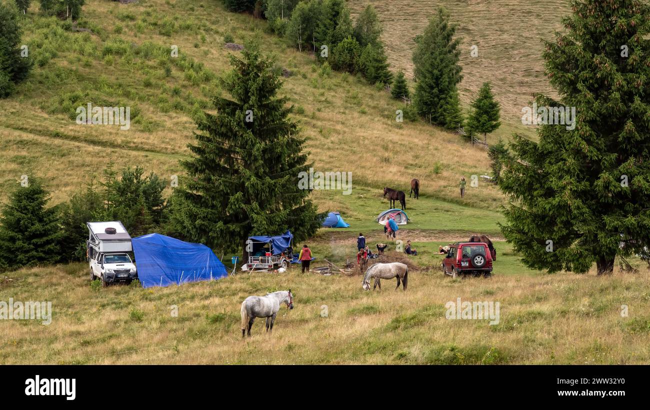 Camping in the Carpathian Mountains in Romania Stock Photo - Alamy