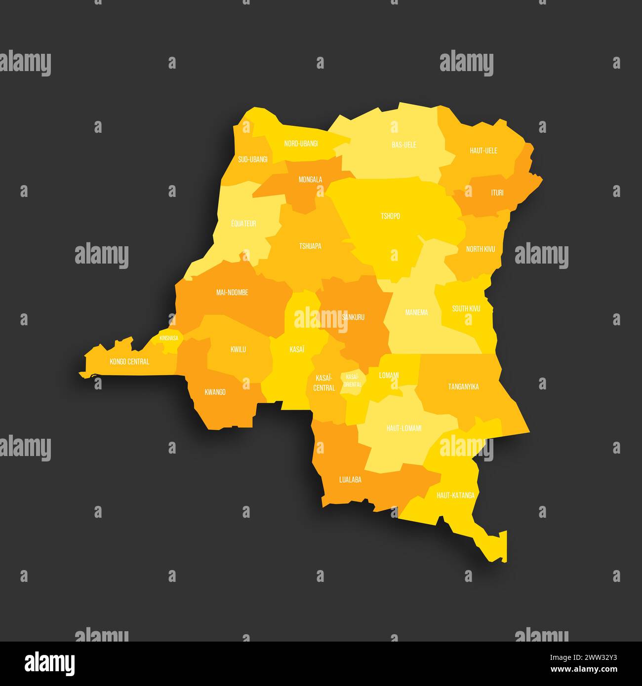 Democratic Republic of the Congo political map of administrative ...