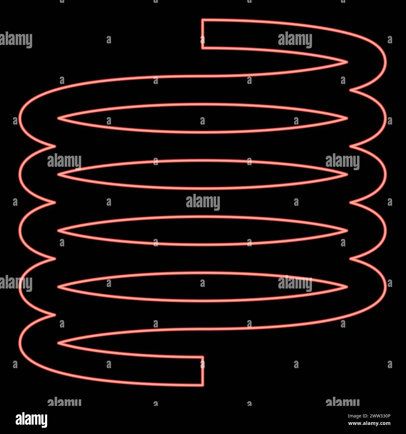 Neon metal spring flexible red color vector illustration image flat ...