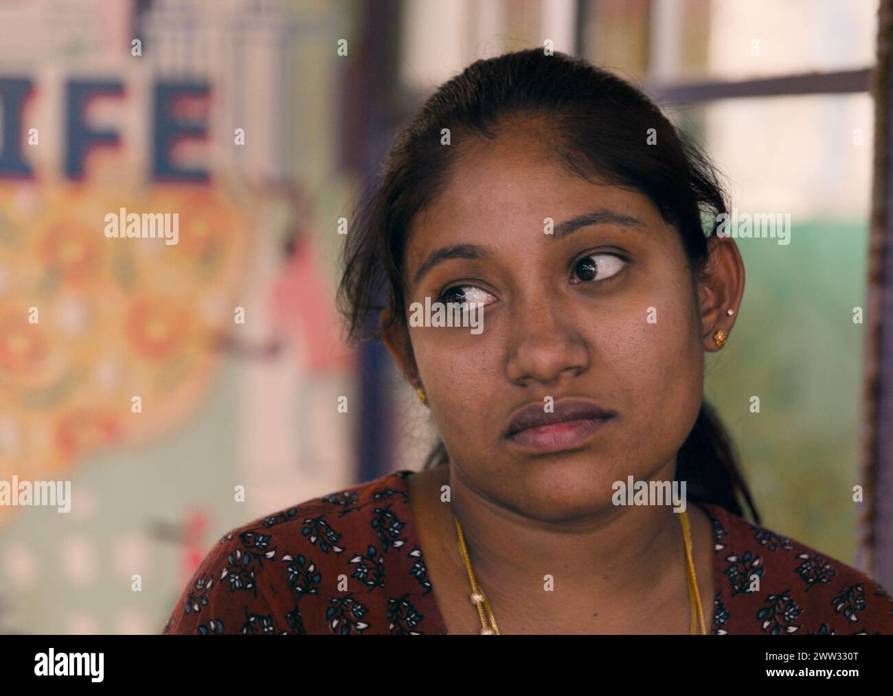 Portrait of a beautiful young Indian woman in traditional clothes ...