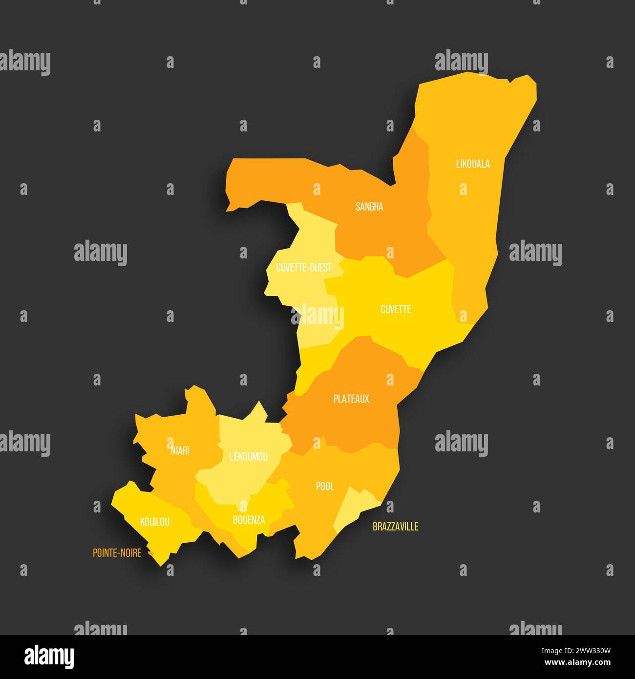Republic of the Congo political map of administrative divisions ...