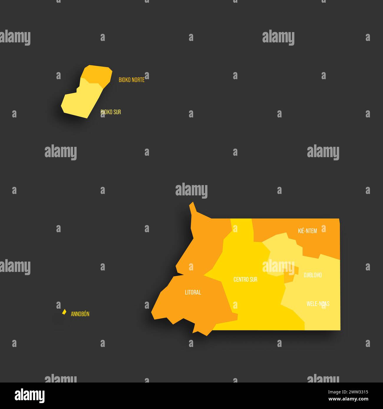 Equatorial Guinea political map of administrative divisions - provinces ...