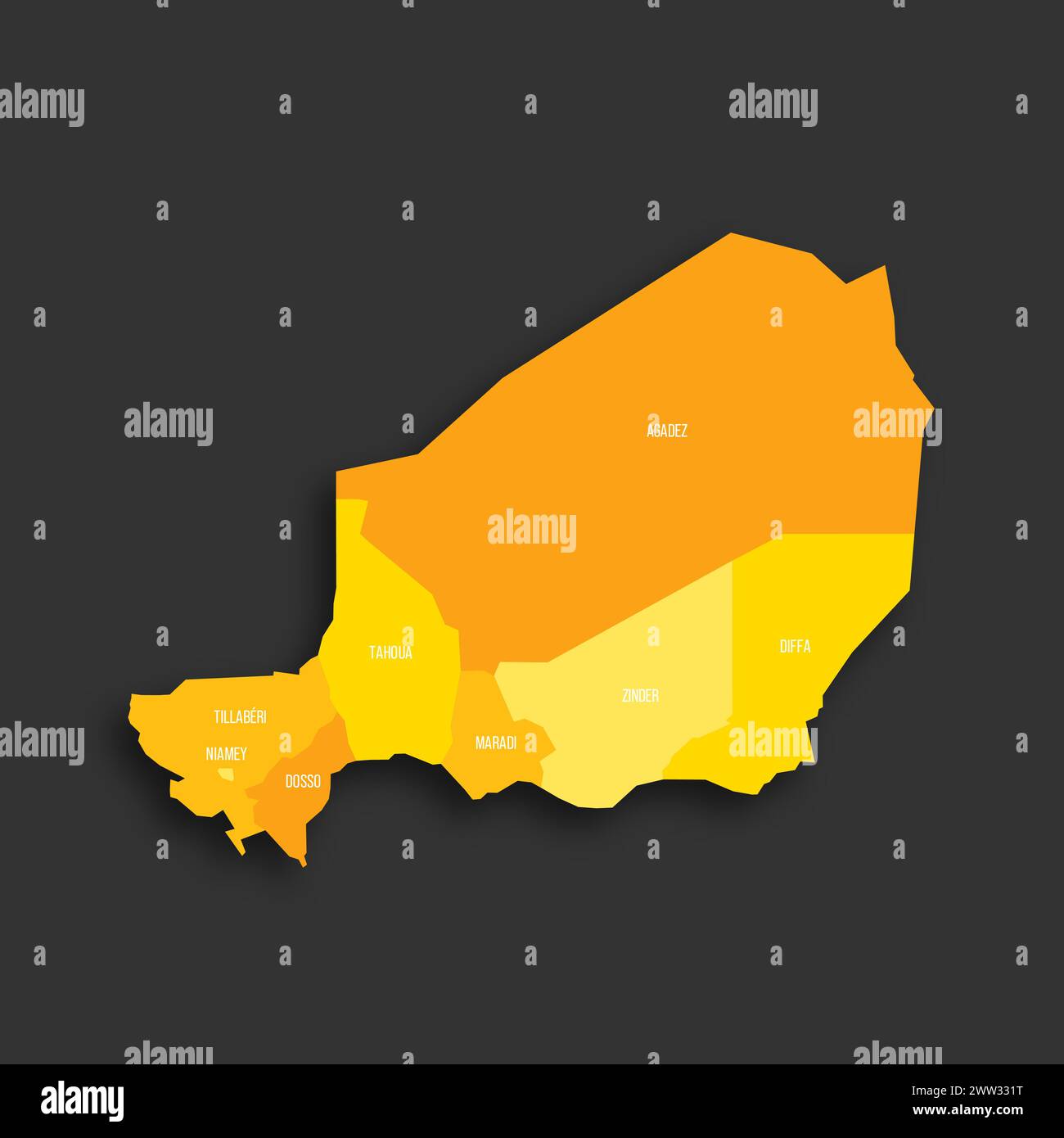Niger political map of administrative divisions - regions and capital ...