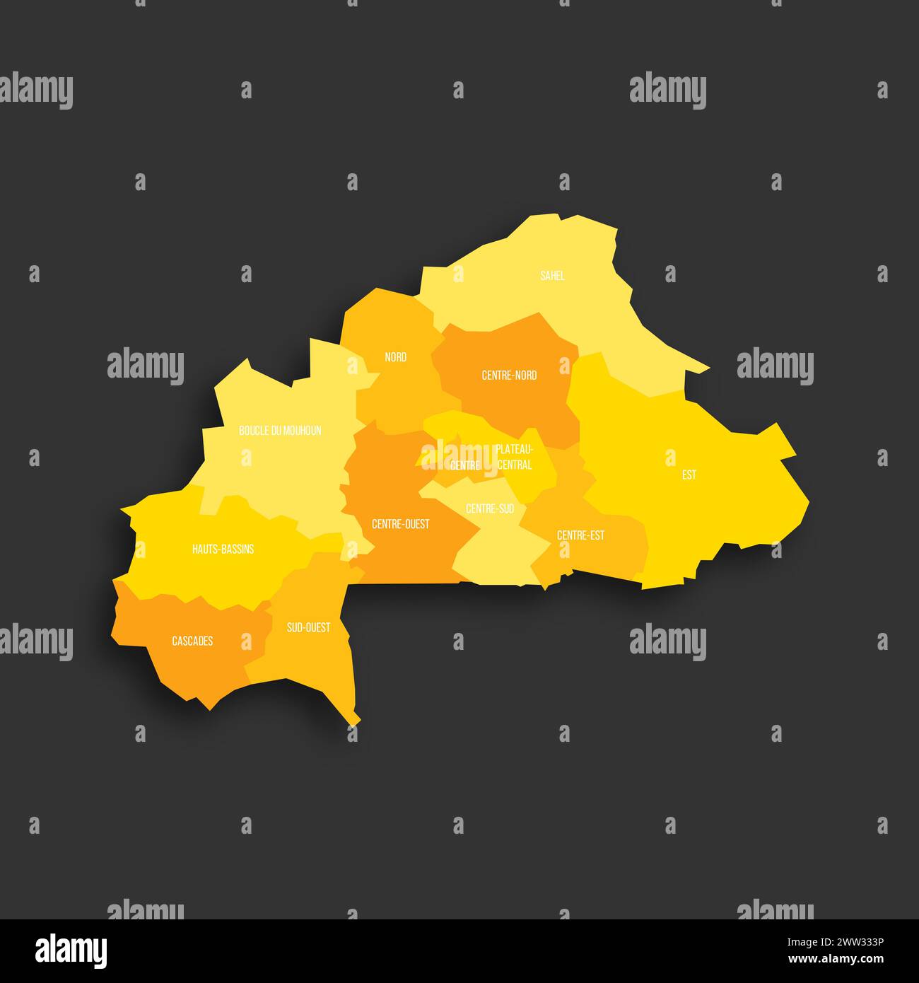 Burkina Faso political map of administrative divisions - regions ...
