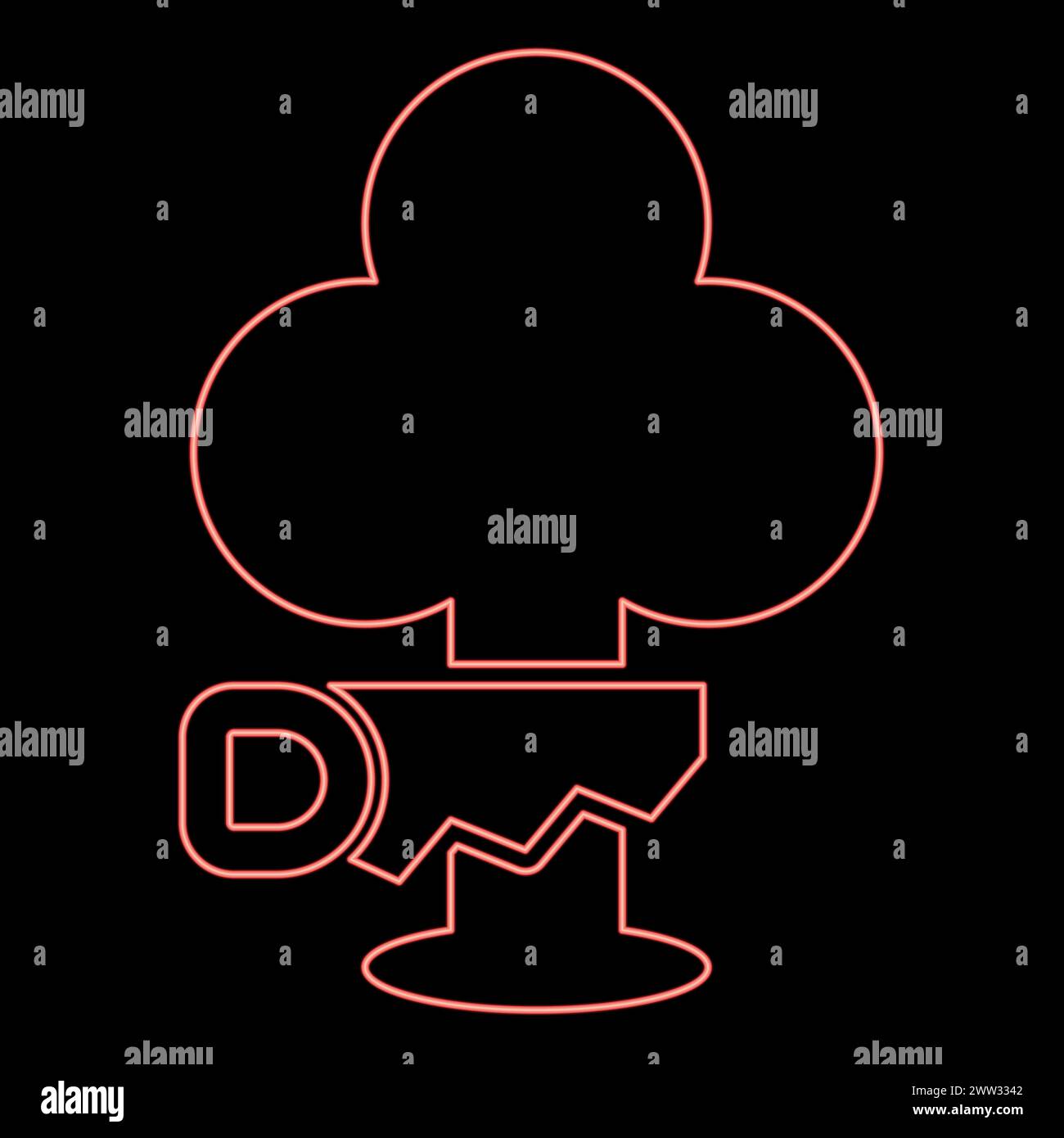 Neon saw cutting tree red color vector illustration image flat style ...