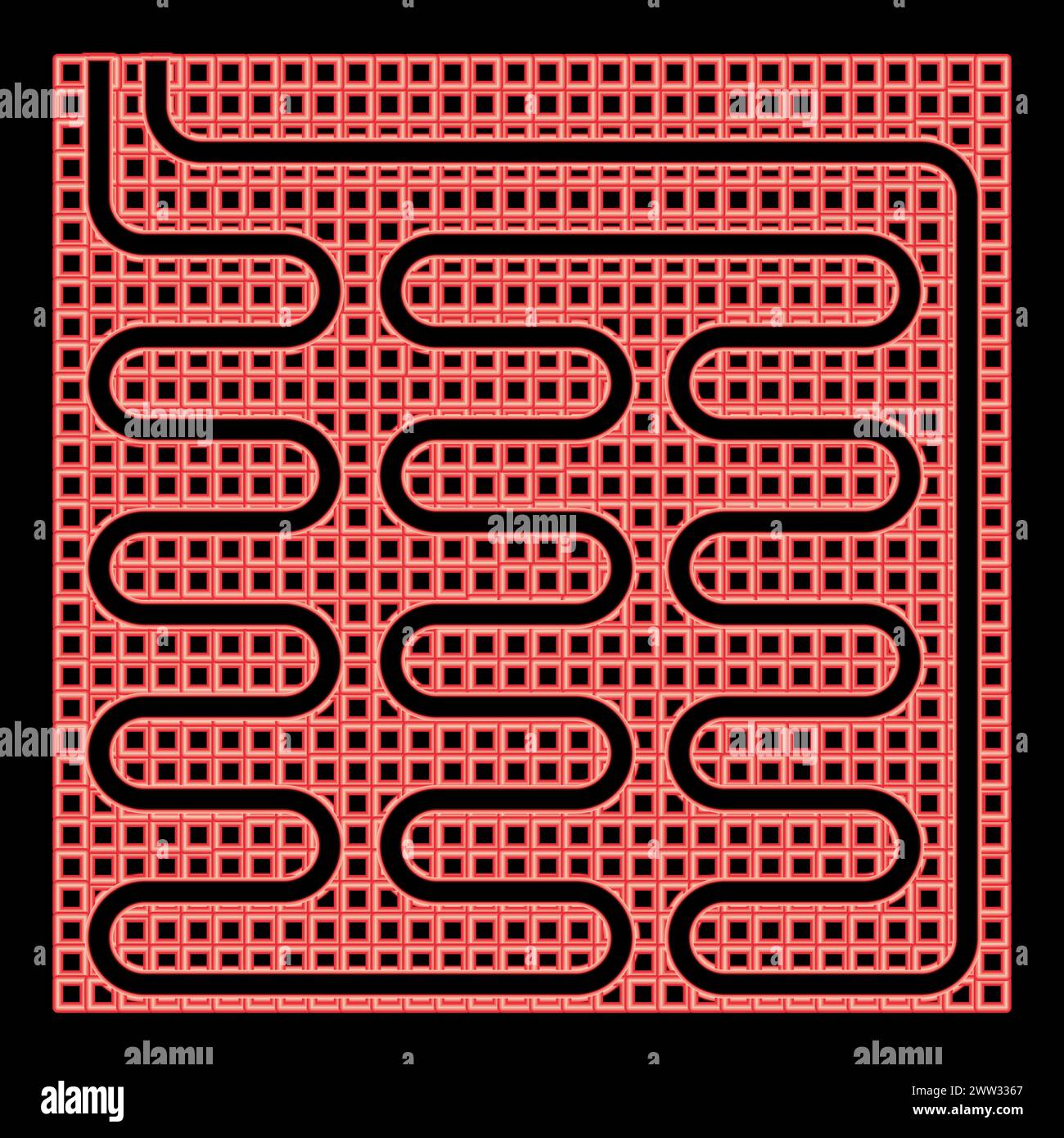 Neon electric floor heating warm heated red color vector illustration ...