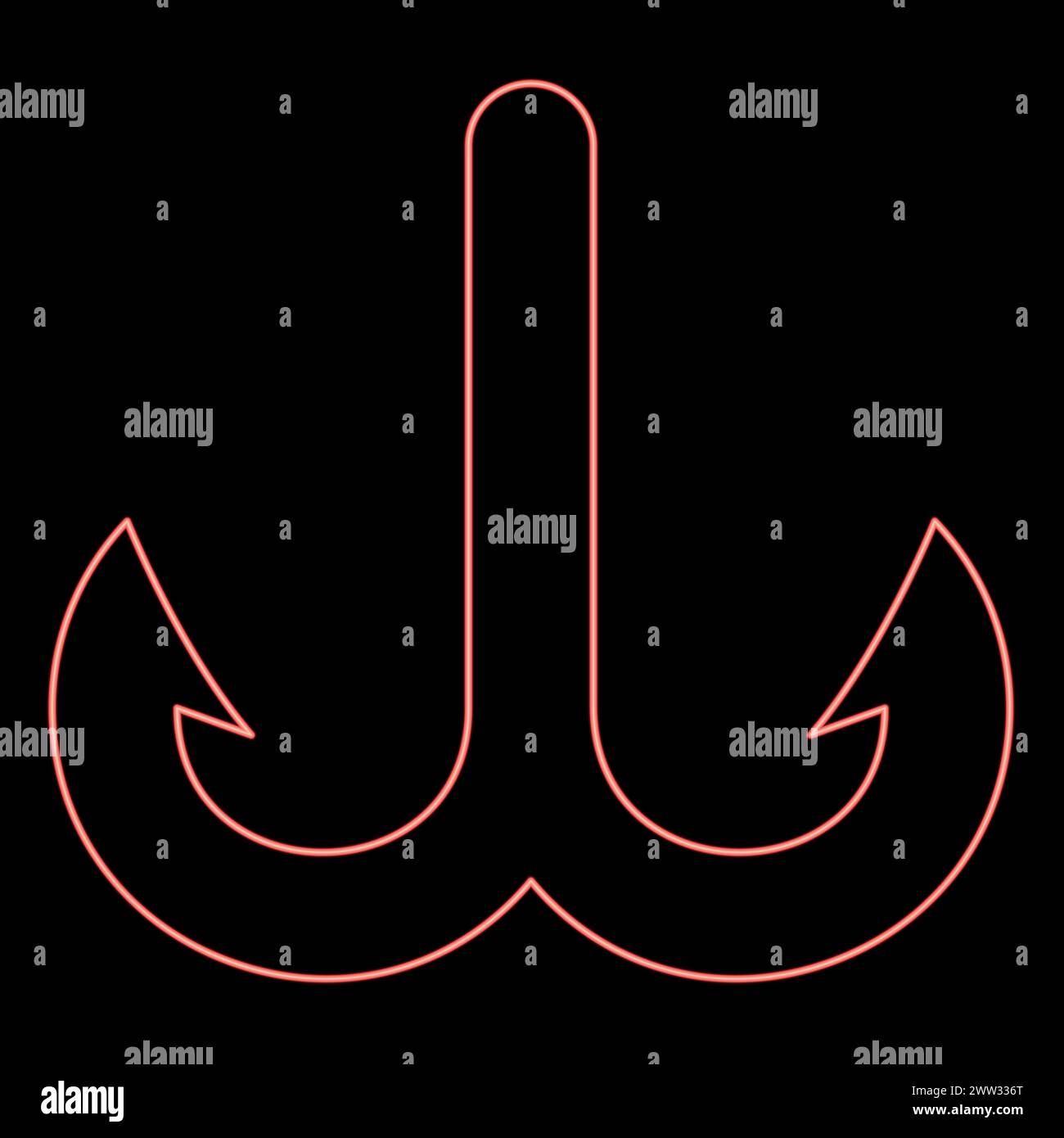 Neon fish hook anchor sea fishhook red color vector illustration image ...