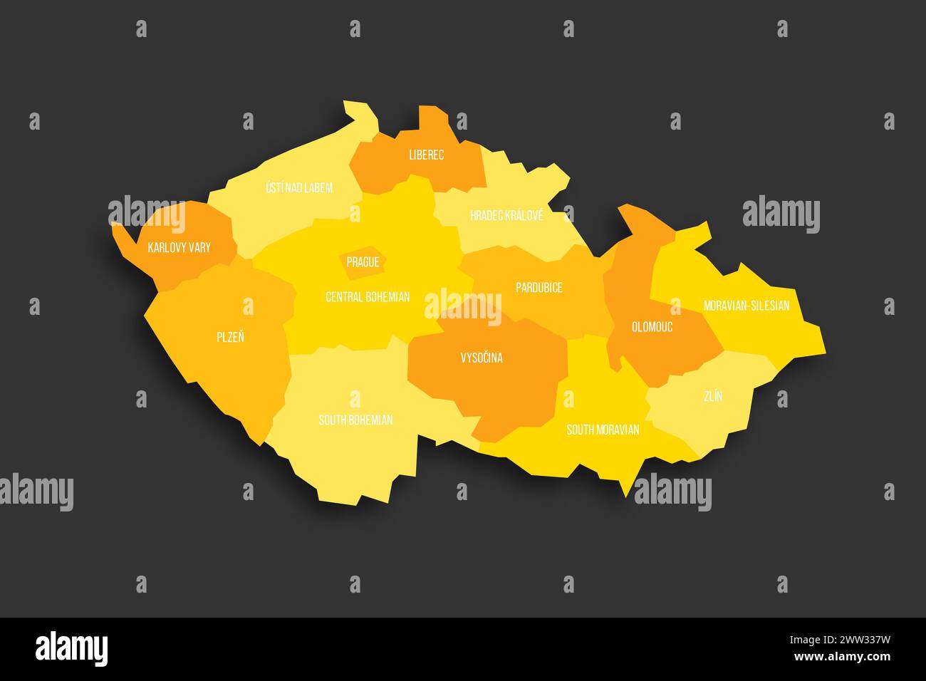 Czech Republic political map of administrative divisions - regions ...