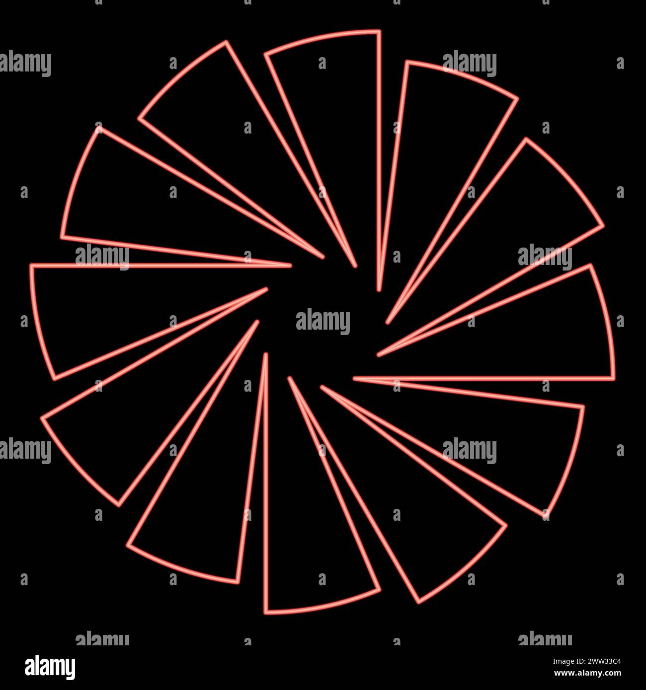 Neon spiral staircase circular stairs red color vector illustration ...