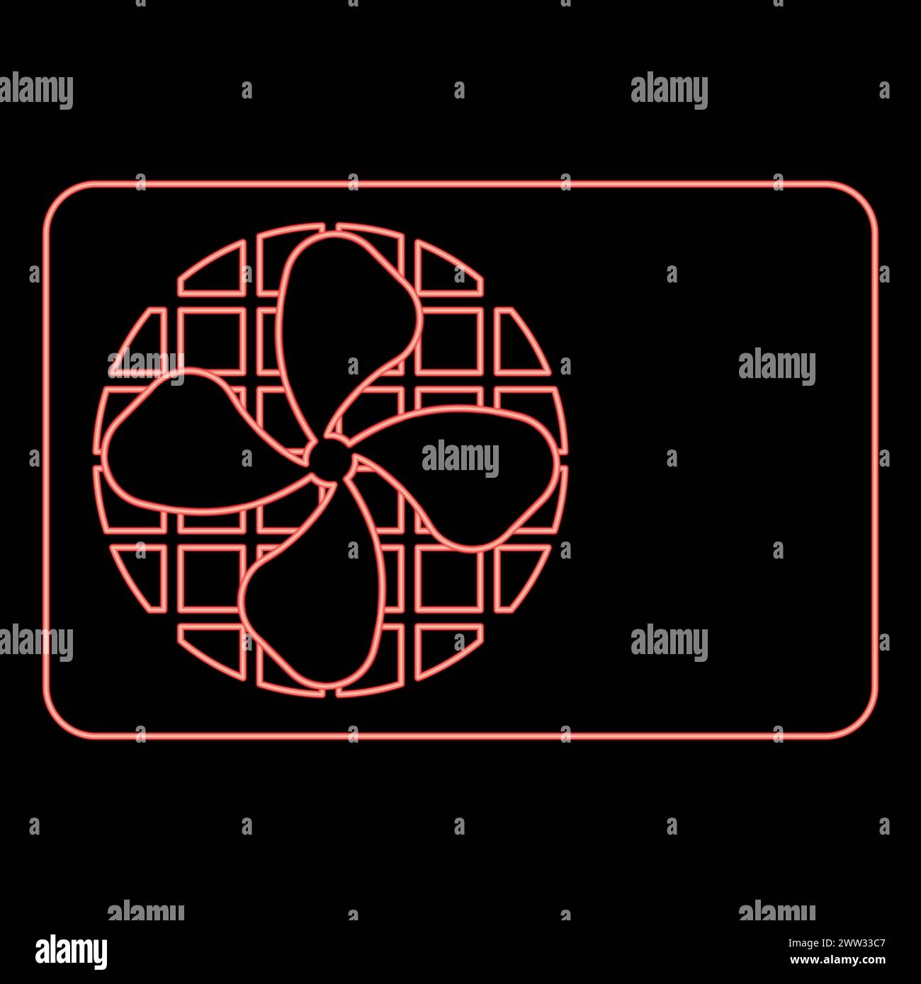 Neon air conditioner fan equipment system red color vector illustration ...