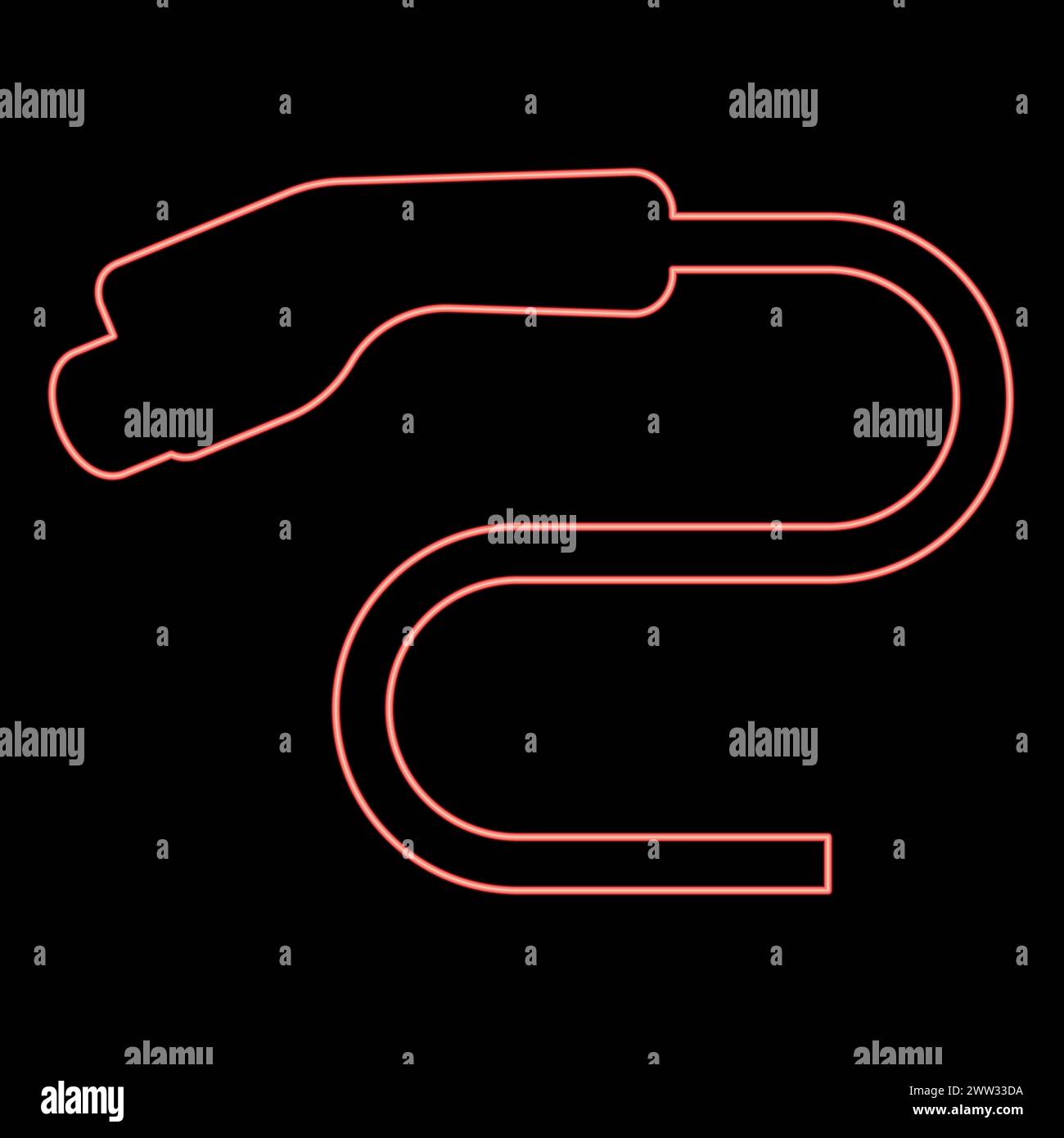 Neon electric car charger charging plug Ev red color vector ...