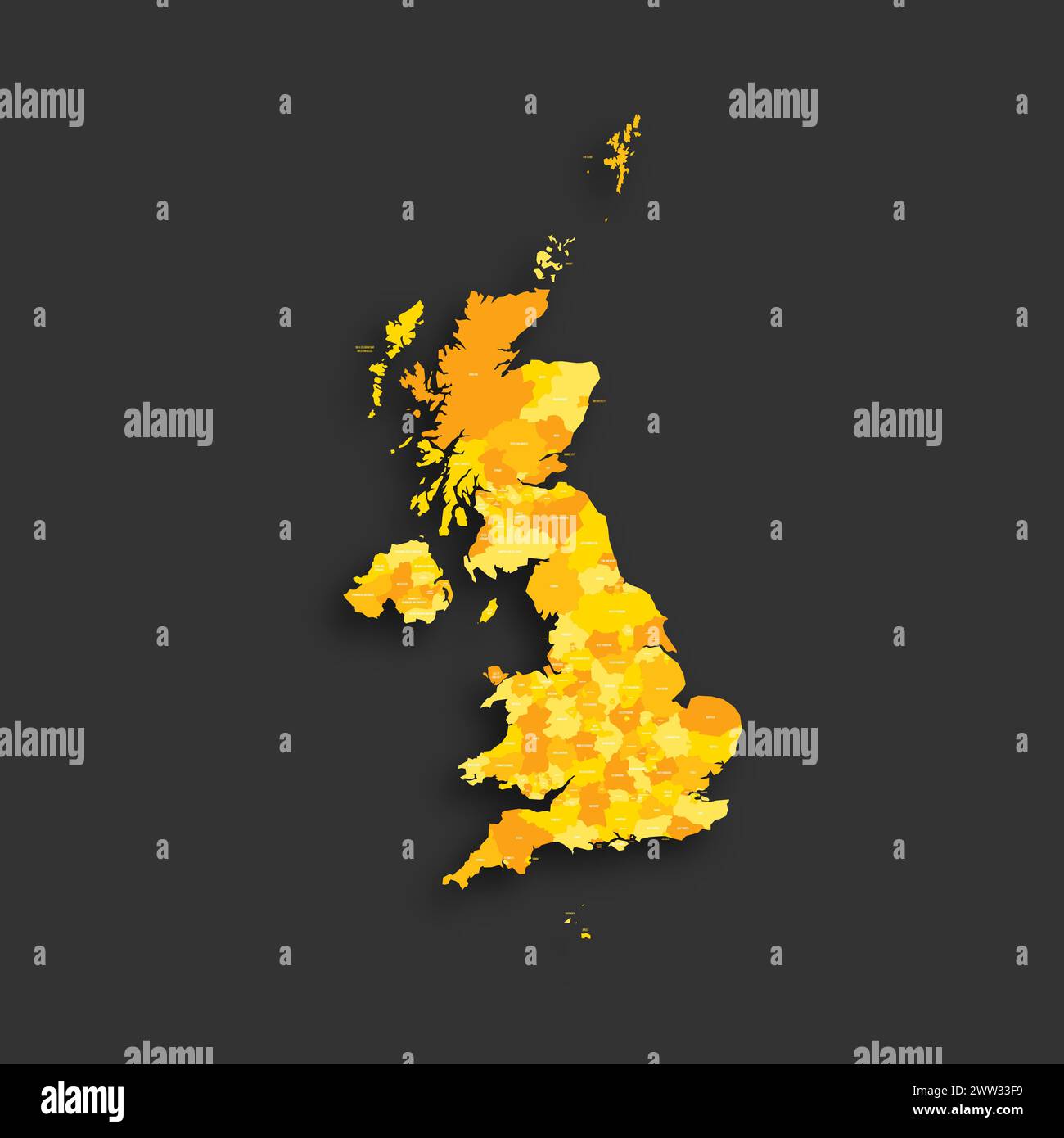 United Kingdom of Great Britain and Northern Ireland political map of ...