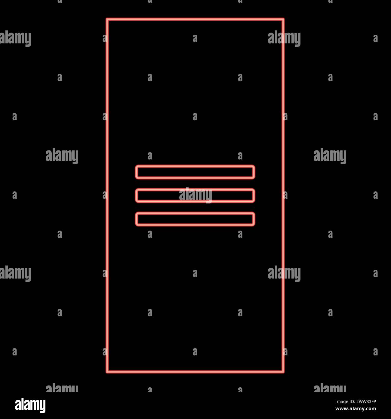 Neon metal cabinet steel locker box red color vector illustration image ...