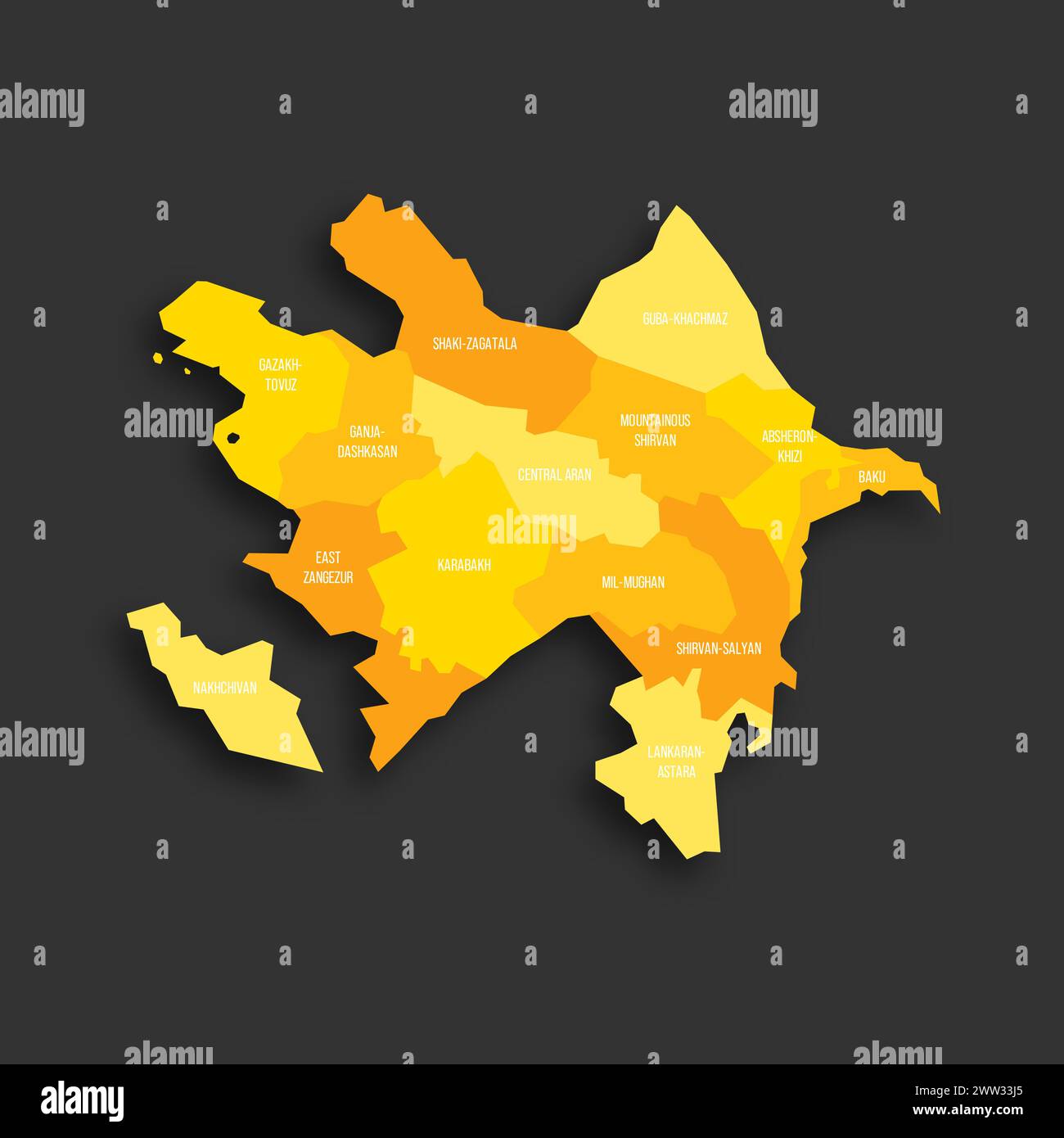 Azerbaijan political map of administrative divisions - districts ...