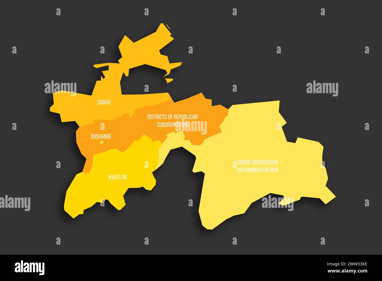 Tajikistan political map of administrative divisions - regions ...