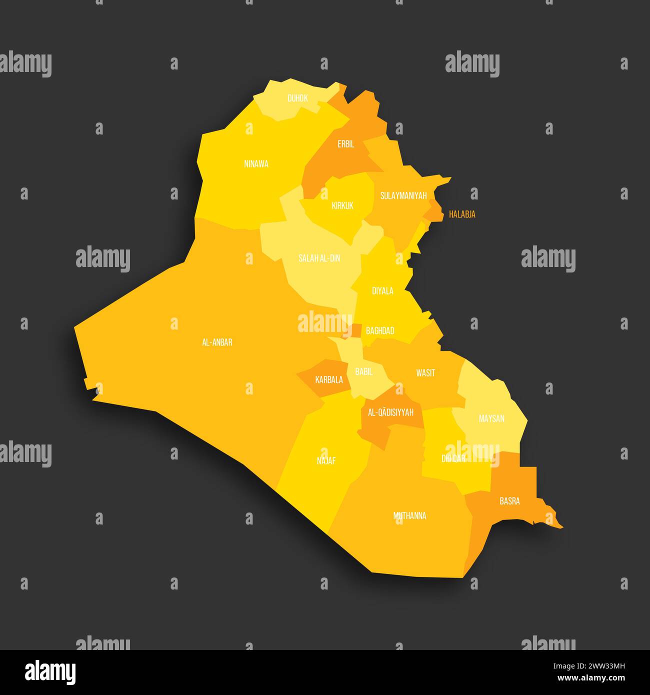 Iraq political map of administrative divisions - governorates and ...