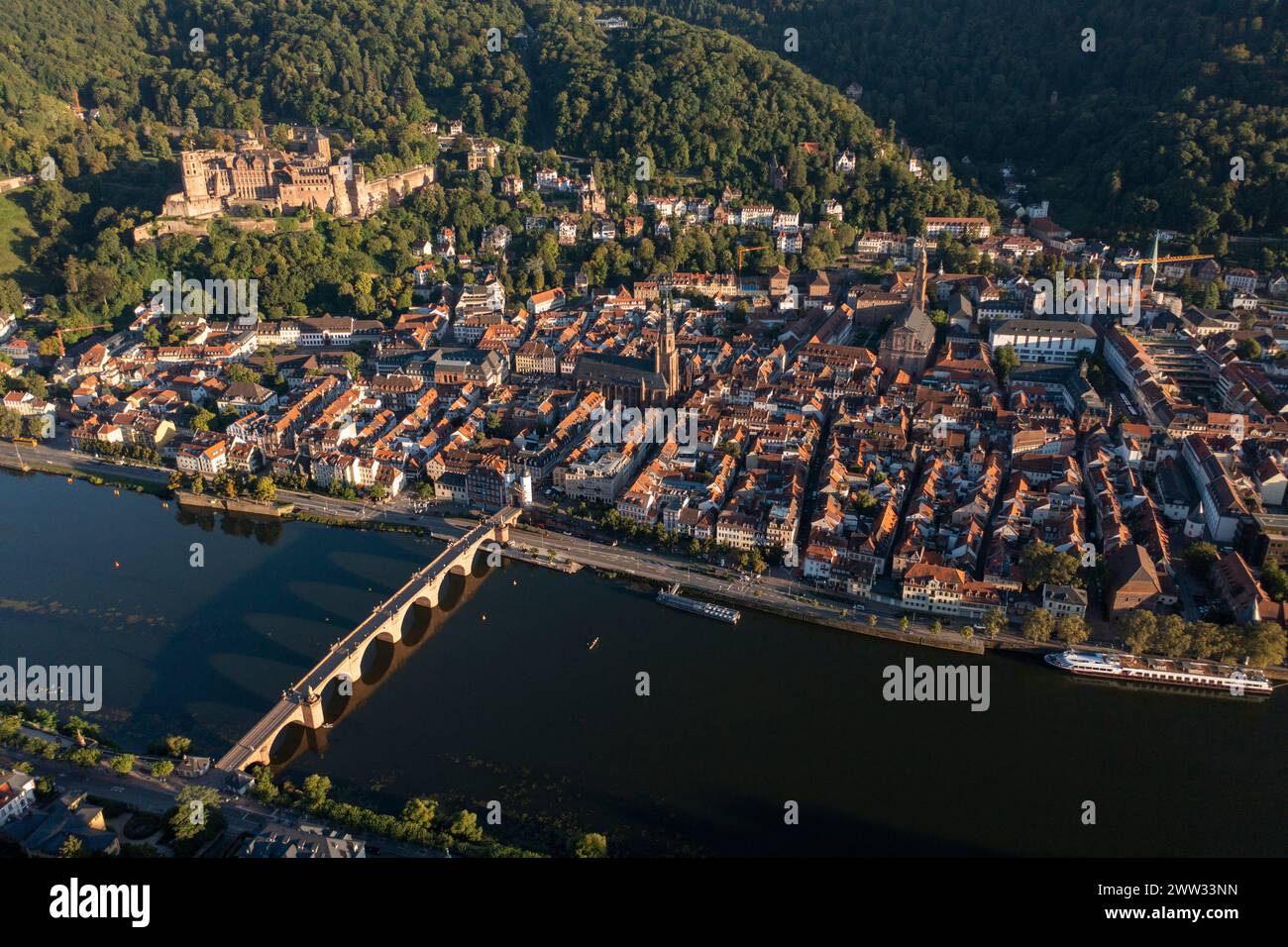An aerial view of the Heidelberg with the castle on the hillside. Germany Stock Photo - Alamy