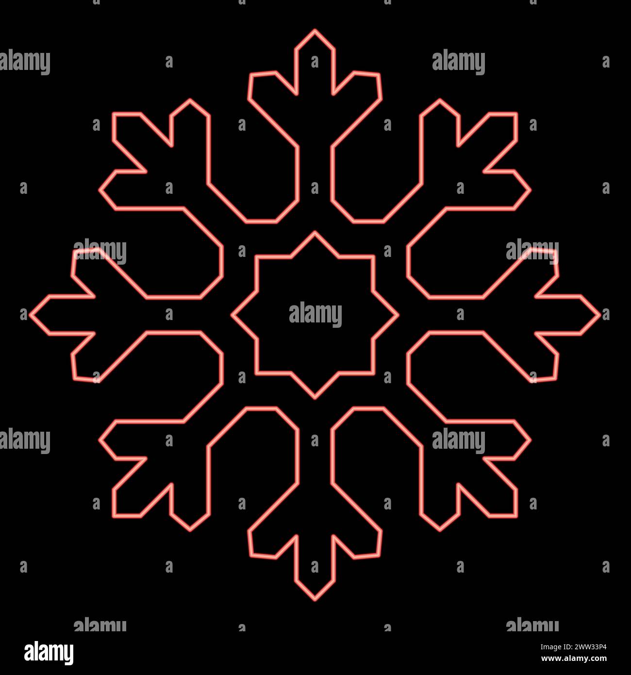 Neon snowflake red color vector illustration image flat style light ...