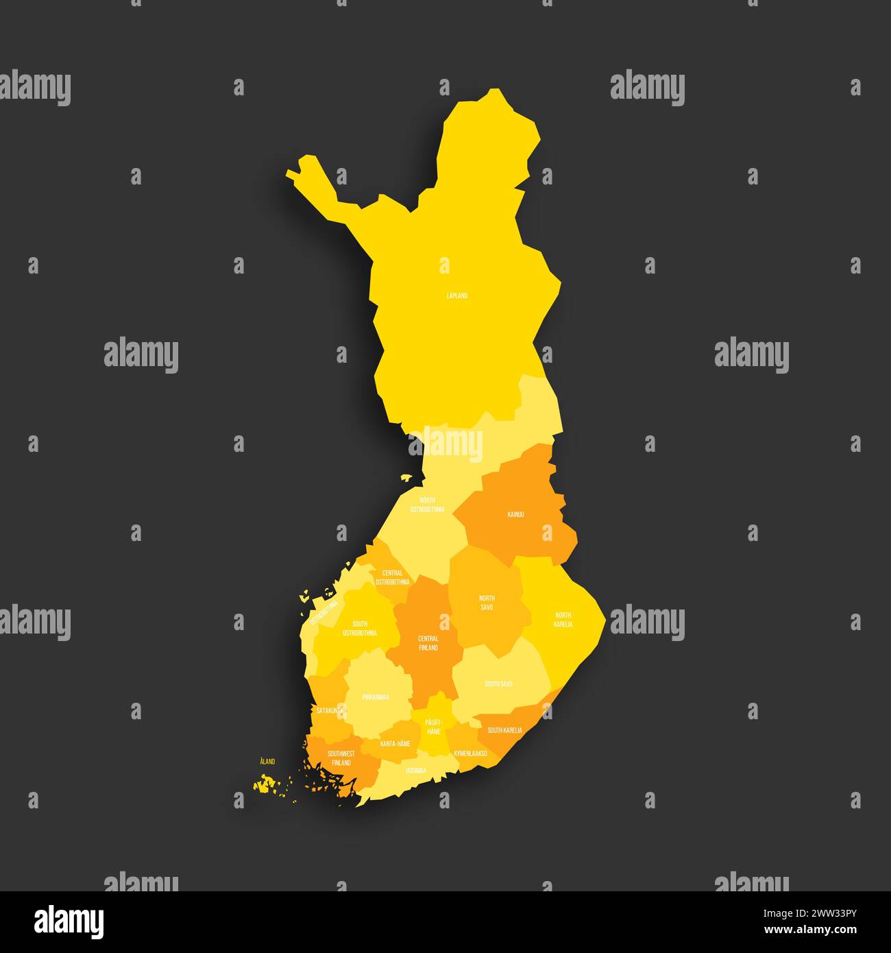 Finland political map of administrative divisions - regions and one ...