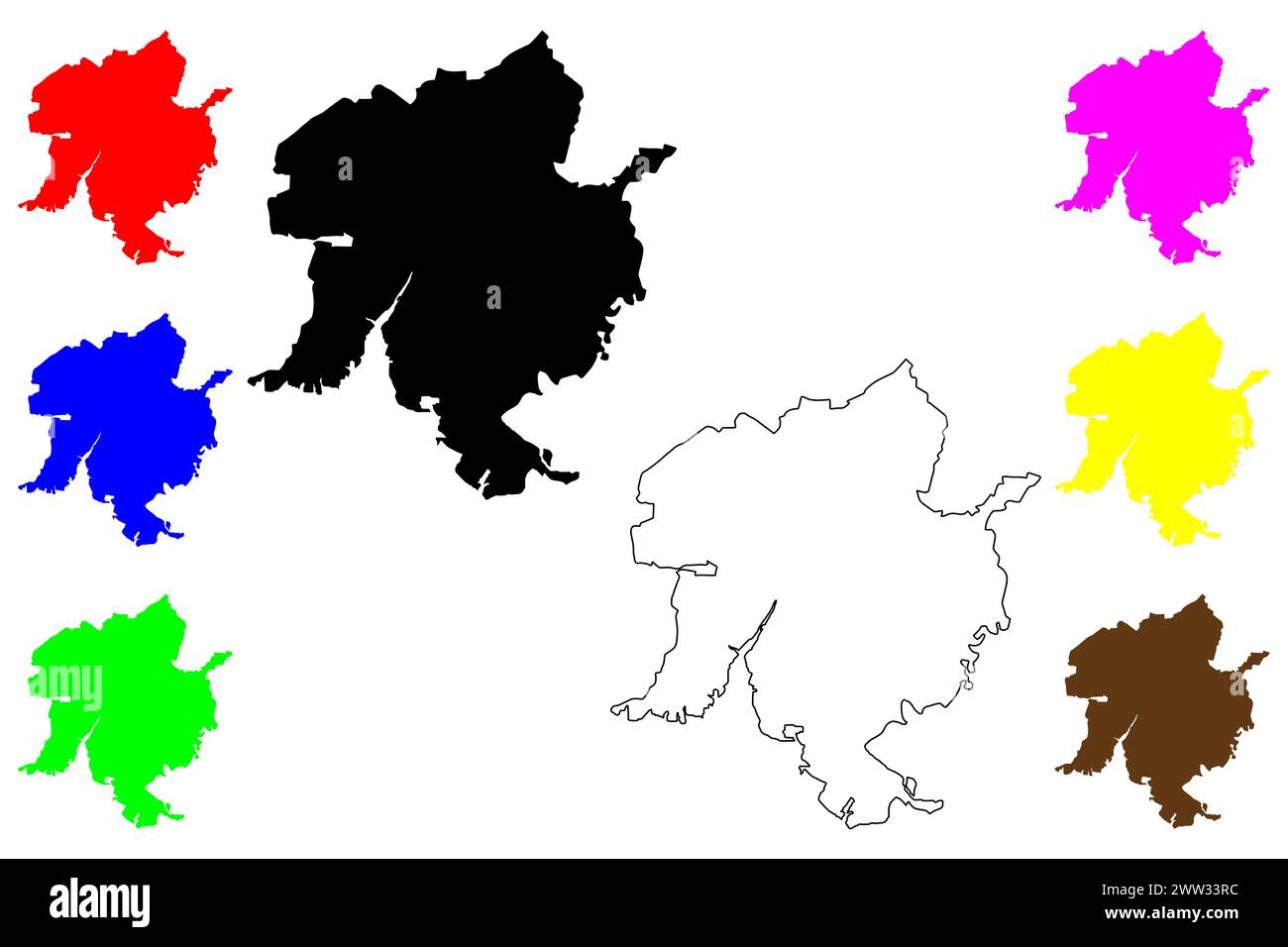 Panjin city (People's Republic of China, PRC) map vector illustration ...