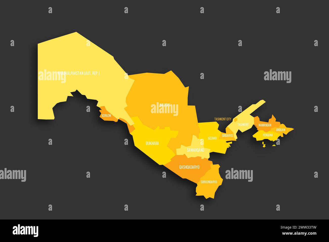 Uzbekistan political map of administrative divisions - regions ...