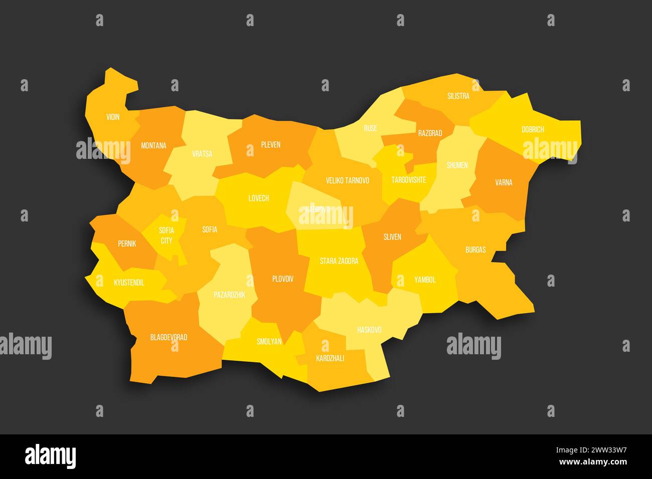 Bulgaria political map of administrative divisions - provinces and ...