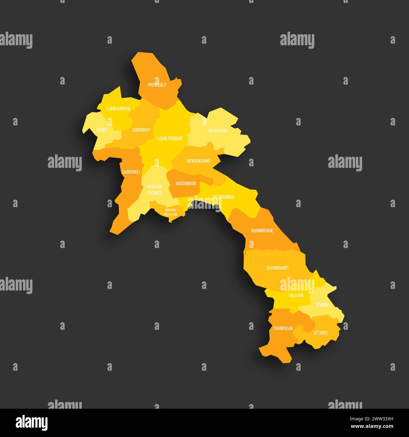 Laos political map of administrative divisions - provinces and ...