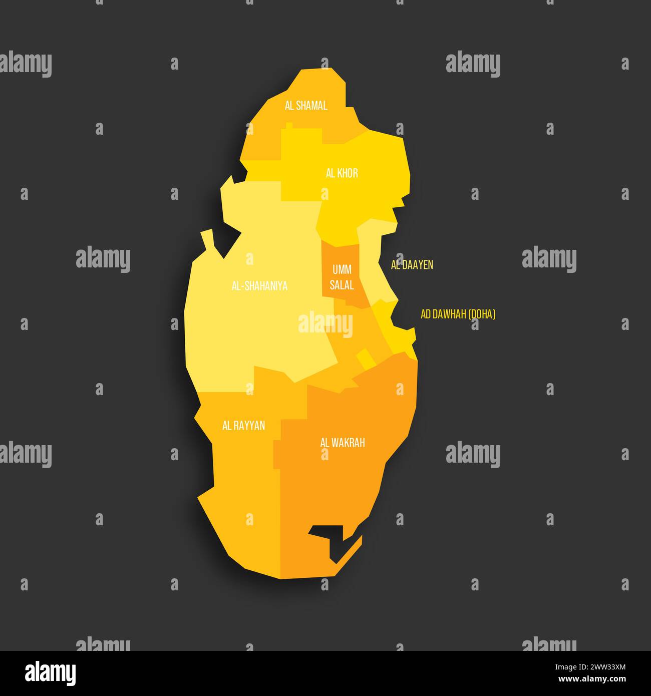 Qatar political map of administrative divisions - municipalities ...